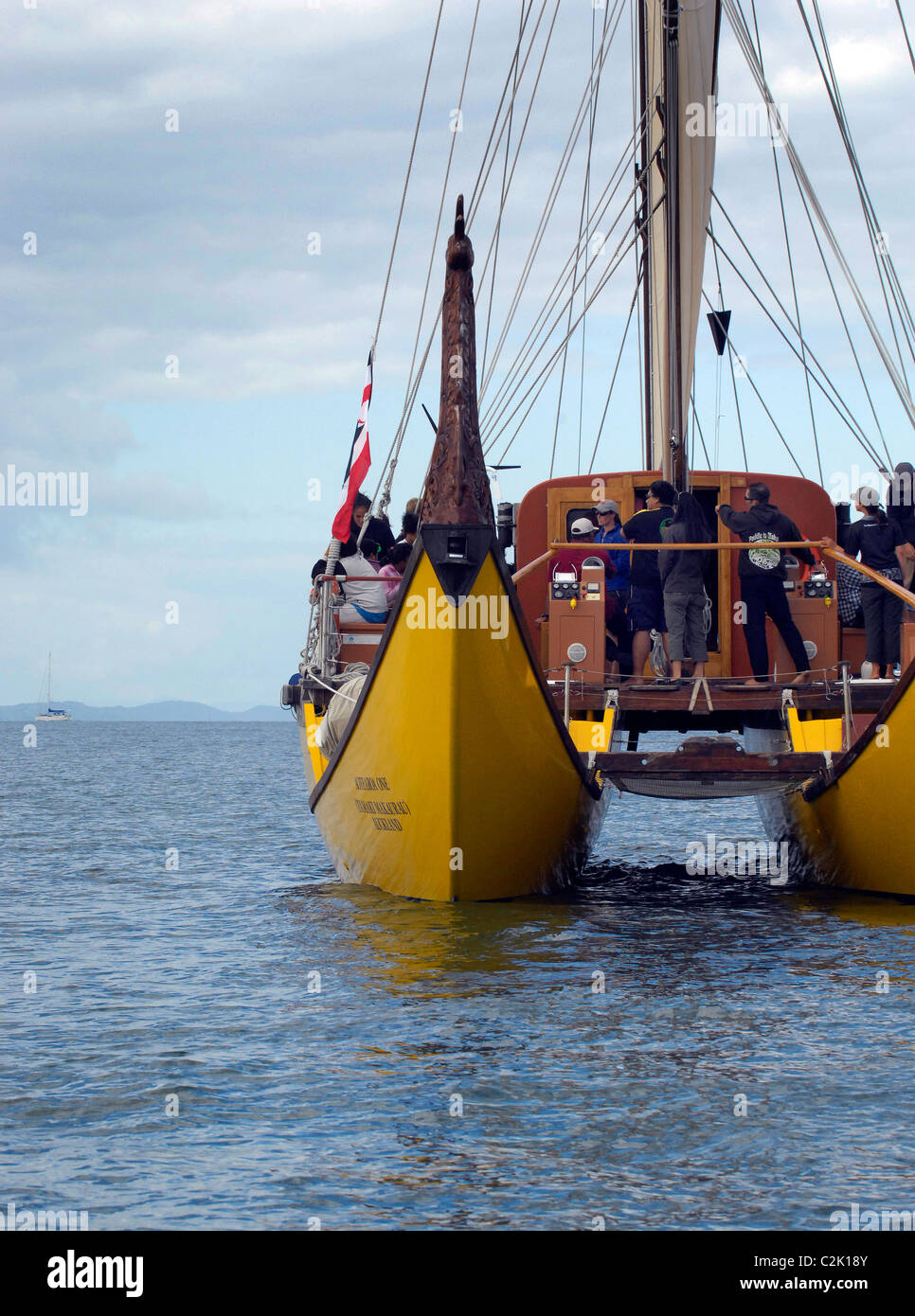 Maori Sailing Canoe (Maori Waka) Aotearoa One, owned by the Te Wananga ...