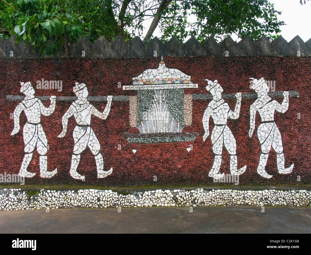 Mural of ceramic tiles, Mallapuram rock garden, Pollakkad, Kerala ...