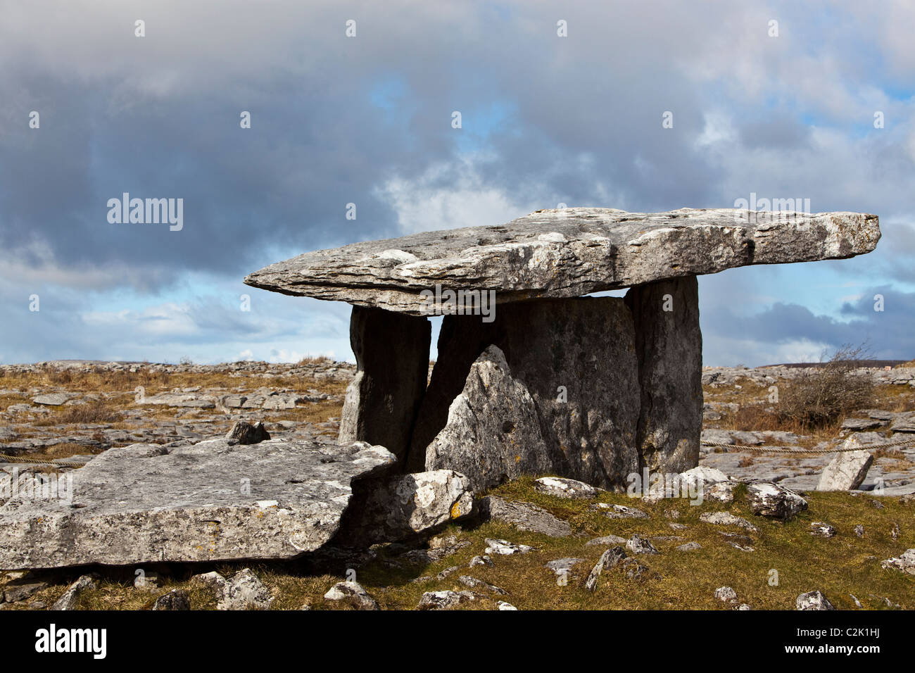 Poulnabrone Dolmen in the heart of the Burren plateau. County Clare ...