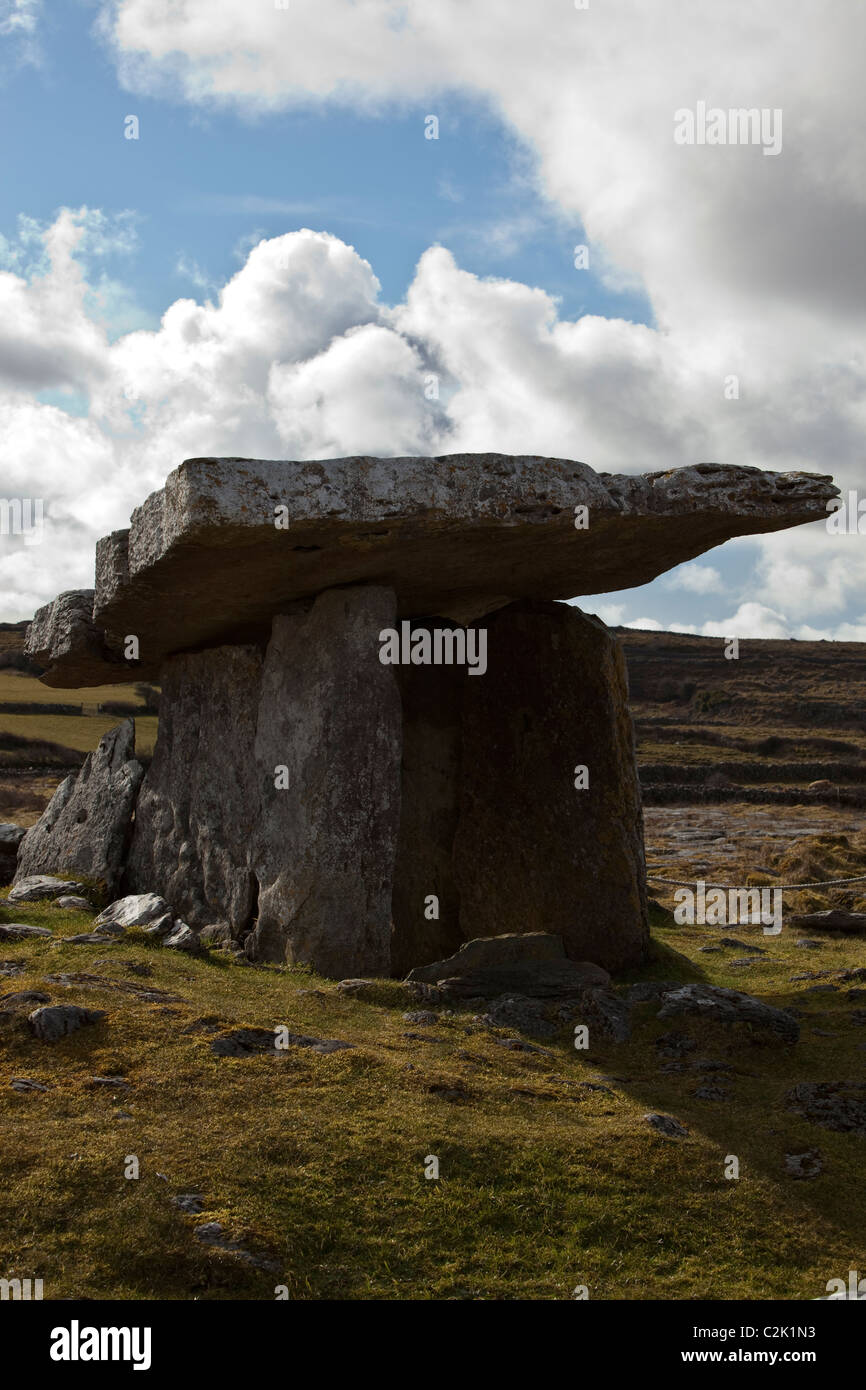 Poulnabrone Dolmen in the heart of the Burren plateau. County Clare ...