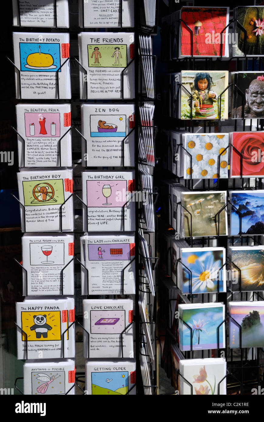 Greetings cards on display outside a UK shop Stock Photo - Alamy