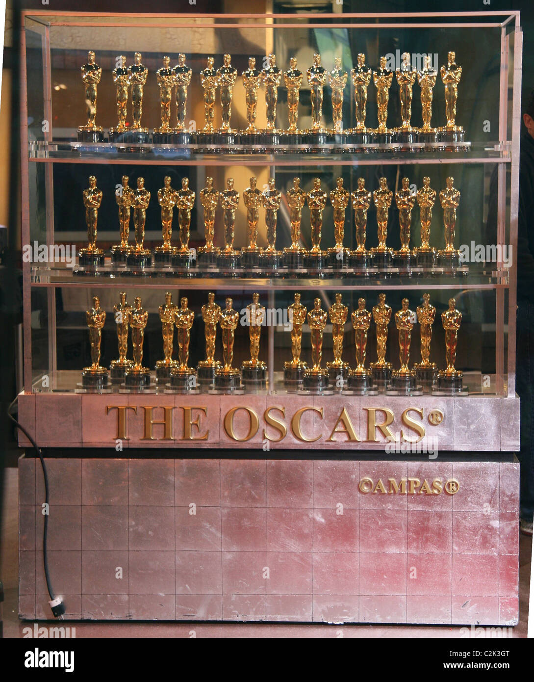 The Oscar golden statuettes are on display at ABC's Good Morning ...