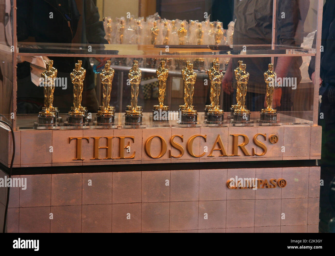 The Oscar golden statuettes are on display at ABC's Good Morning ...