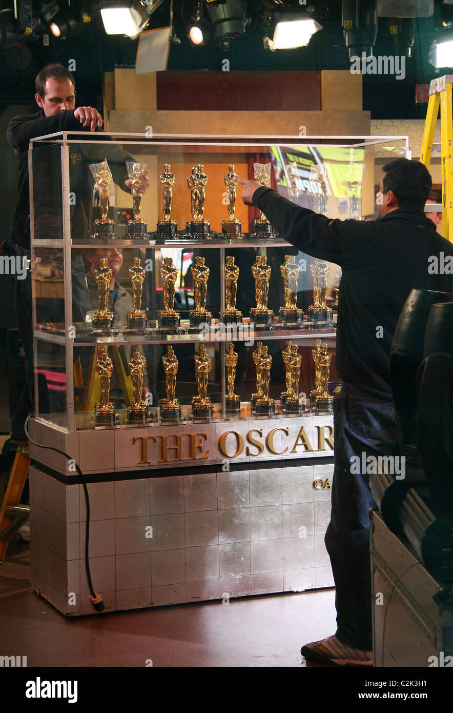 The Oscar golden statuettes are on display at ABC's Good Morning ...
