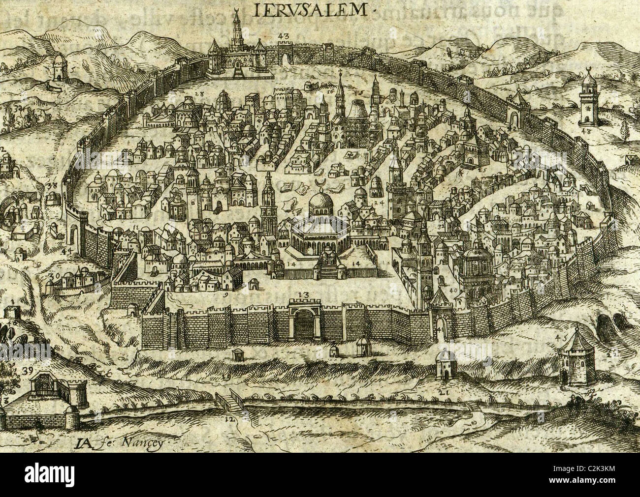 Antique Map of Jerusalem Stock Photo - Alamy