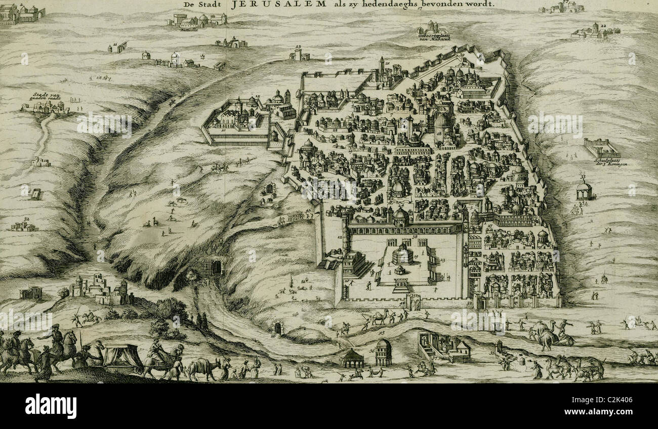 Antique Map of Jerusalem Stock Photo - Alamy