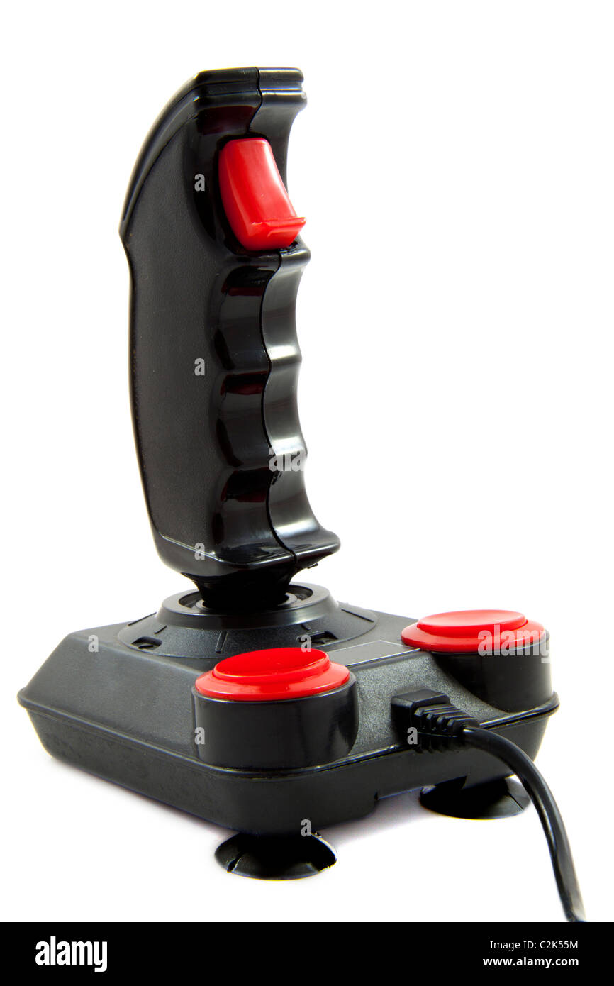 Black and red joystick isolated over white Stock Photo - Alamy