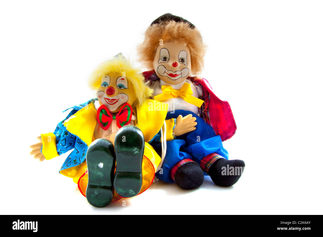 Two happy clowns isolated on a white background Stock Photo - Alamy