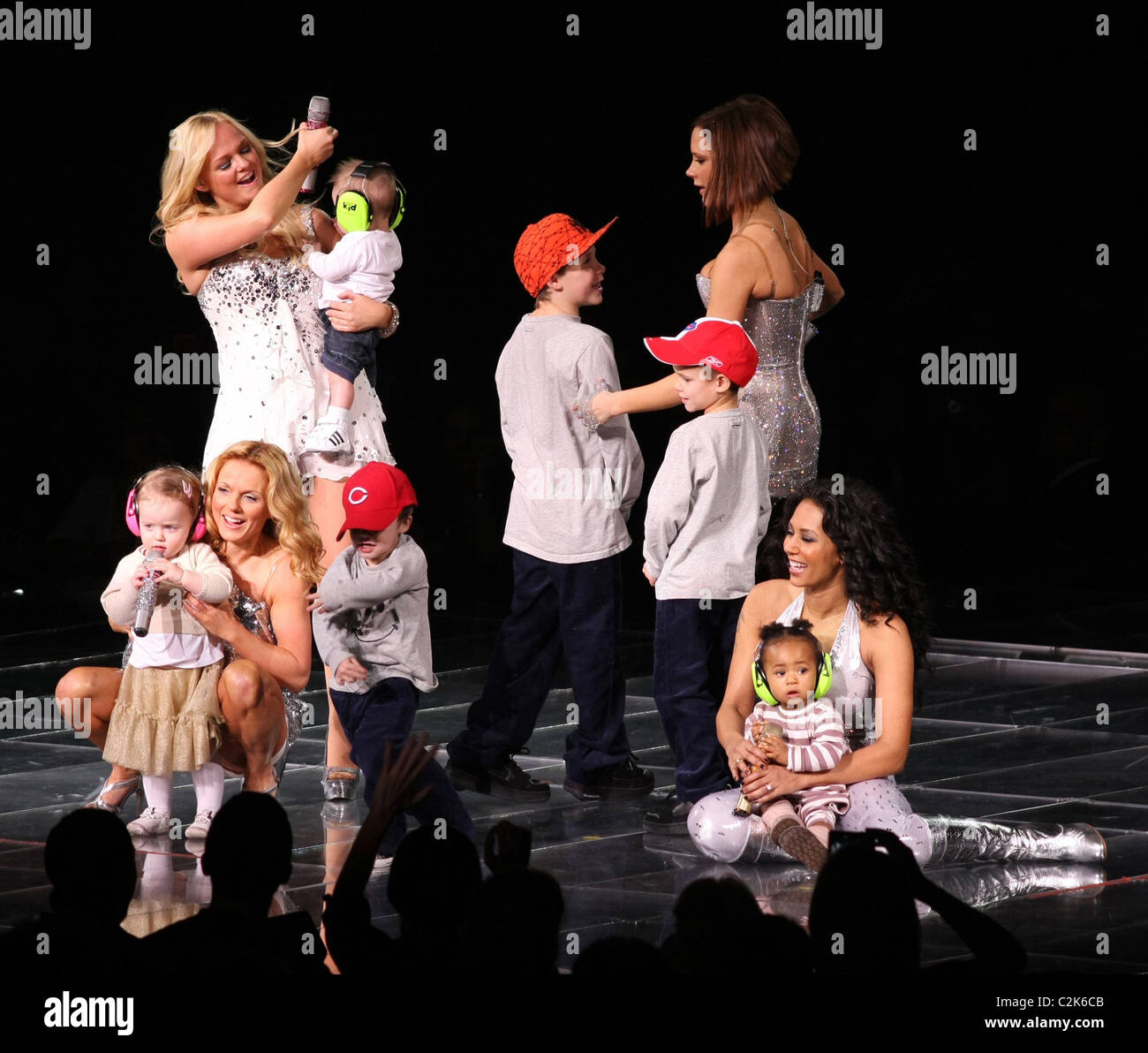 Emma Bunton with her son Beau Lee, Victoria Beckham with her sons Cruz ...