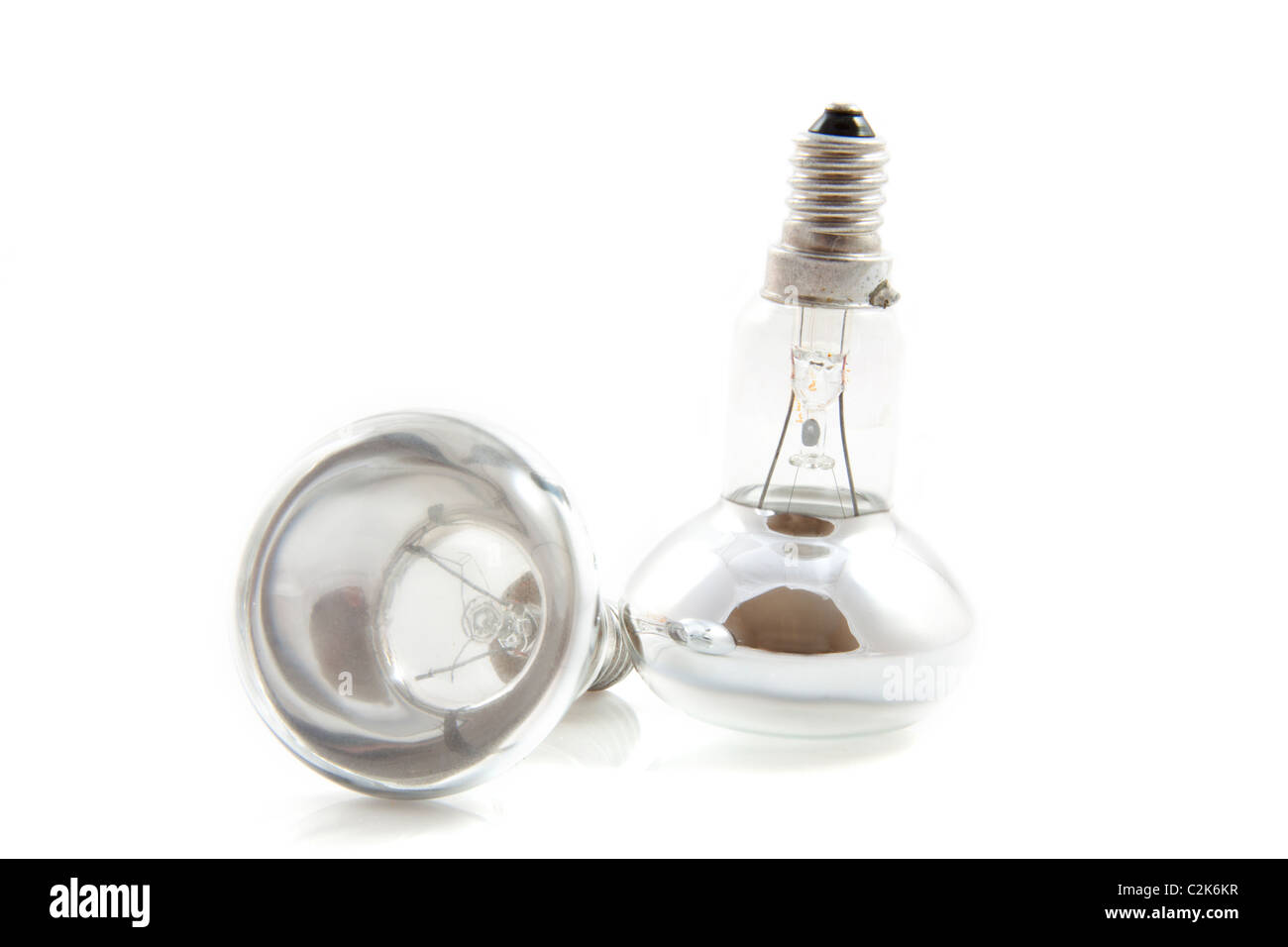 Two reflection bulbs isolated on a white background Stock Photo - Alamy