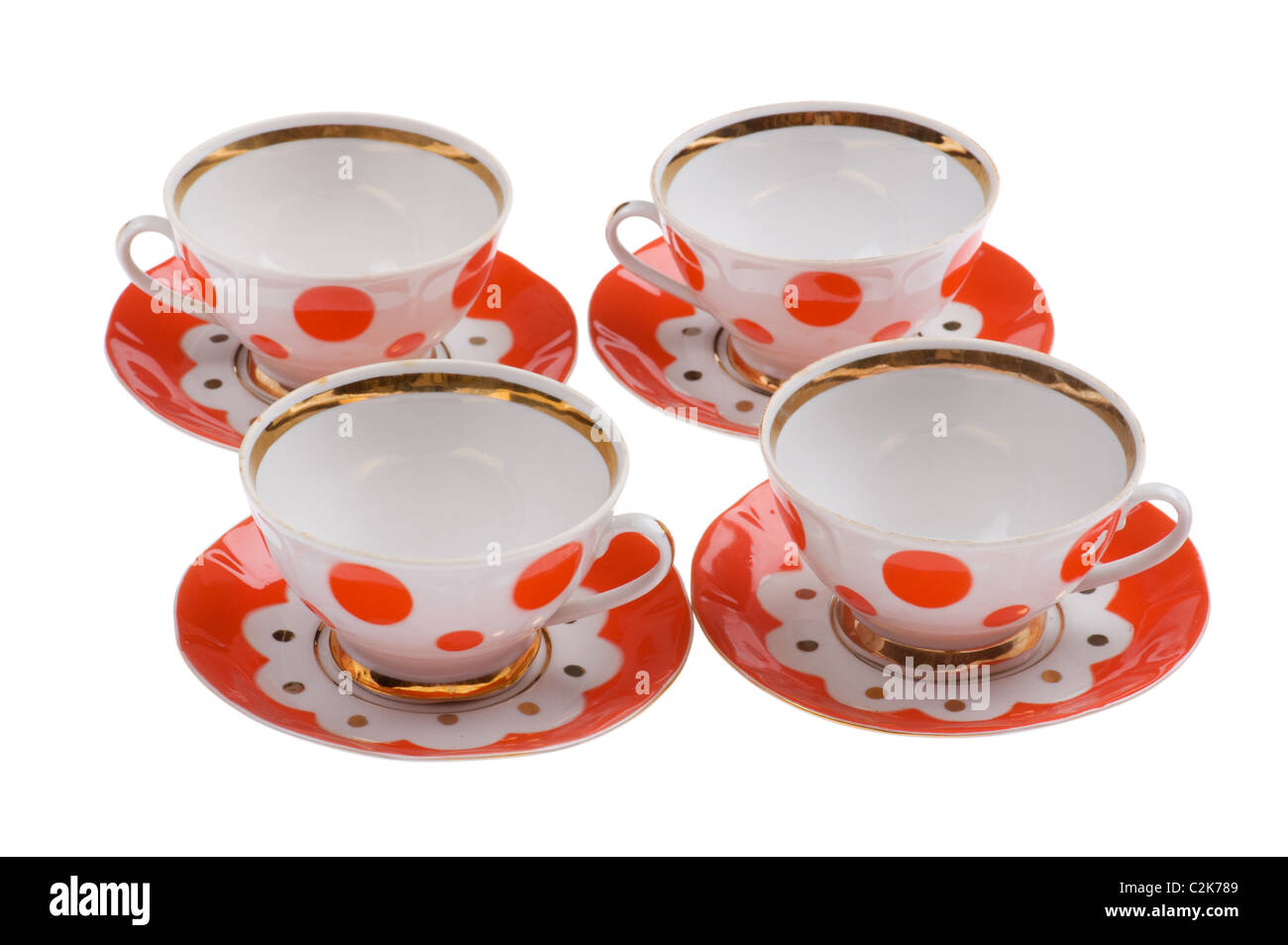 object on white - set of empty teacup Stock Photo - Alamy