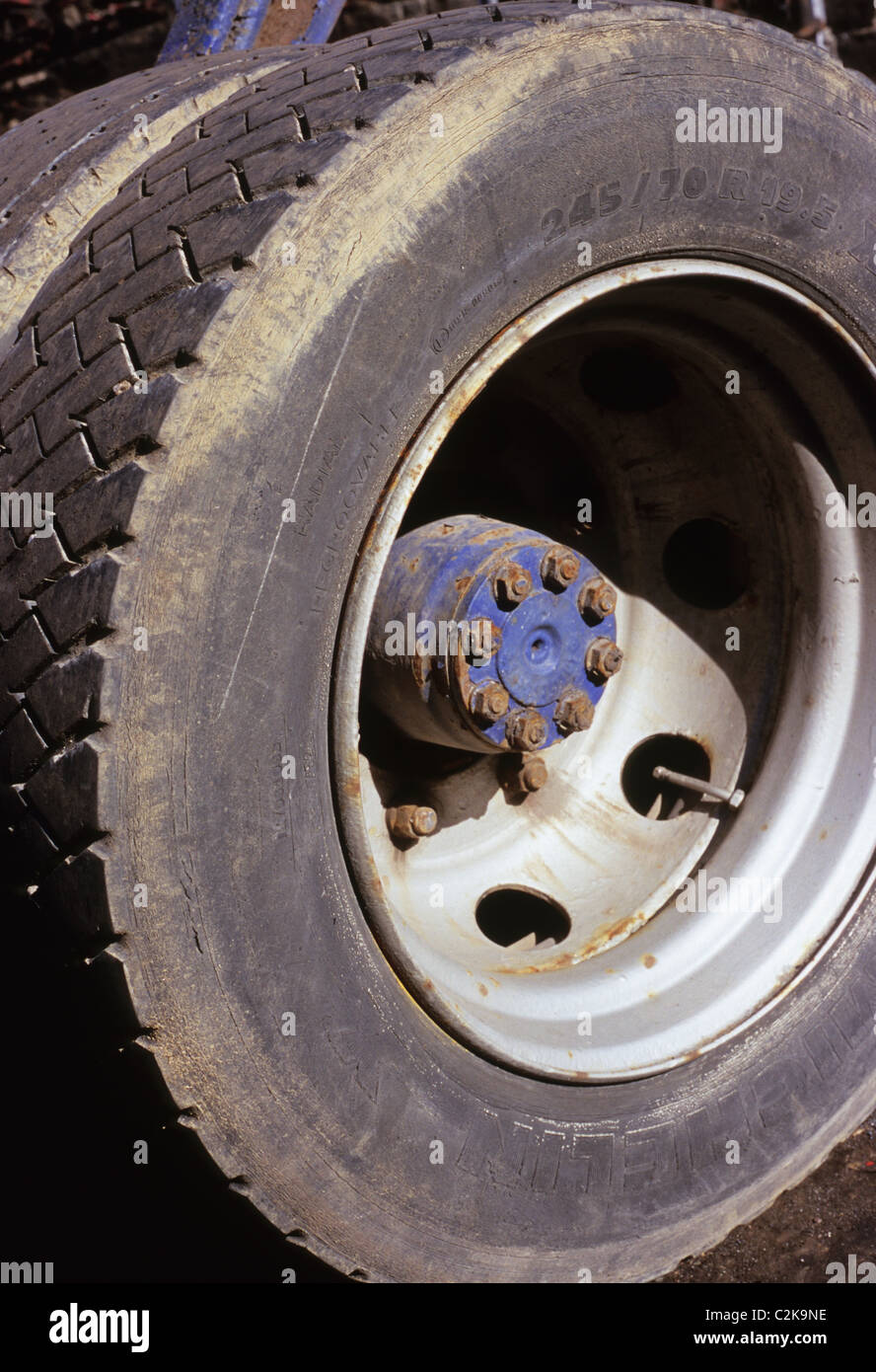 large wheels on lorry Stock Photo - Alamy