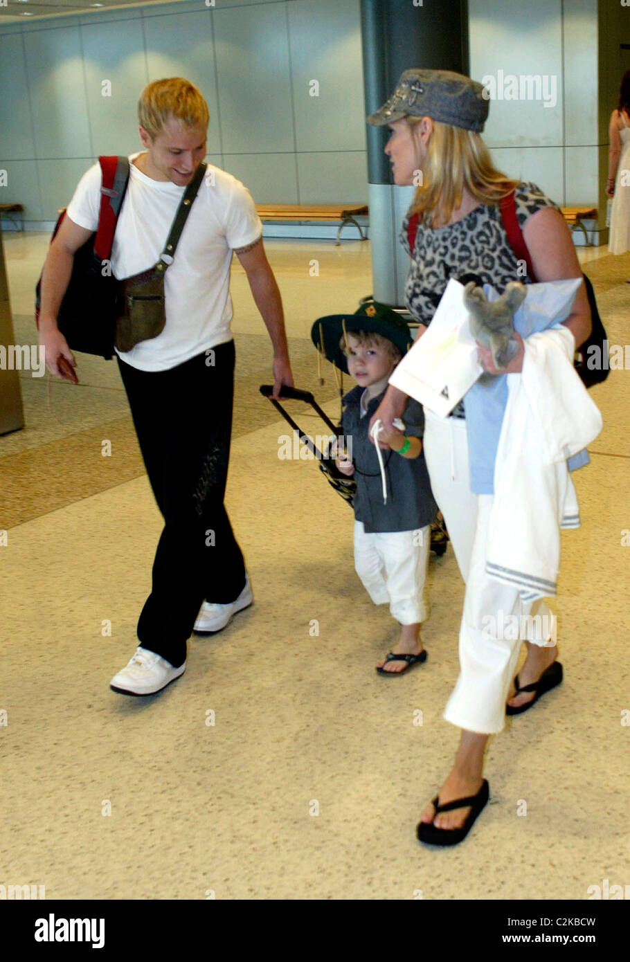 Brian Littrell with wife and son The Backstreet Boys arriving at Sydney ...