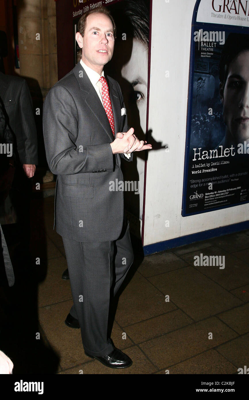 Prince Edward leaving Leeds Grand Theatre after watching a performance ...