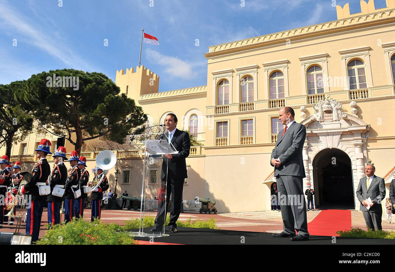 City Mayor Georges Marsan delivers his welcome speech to Prince Albert ...