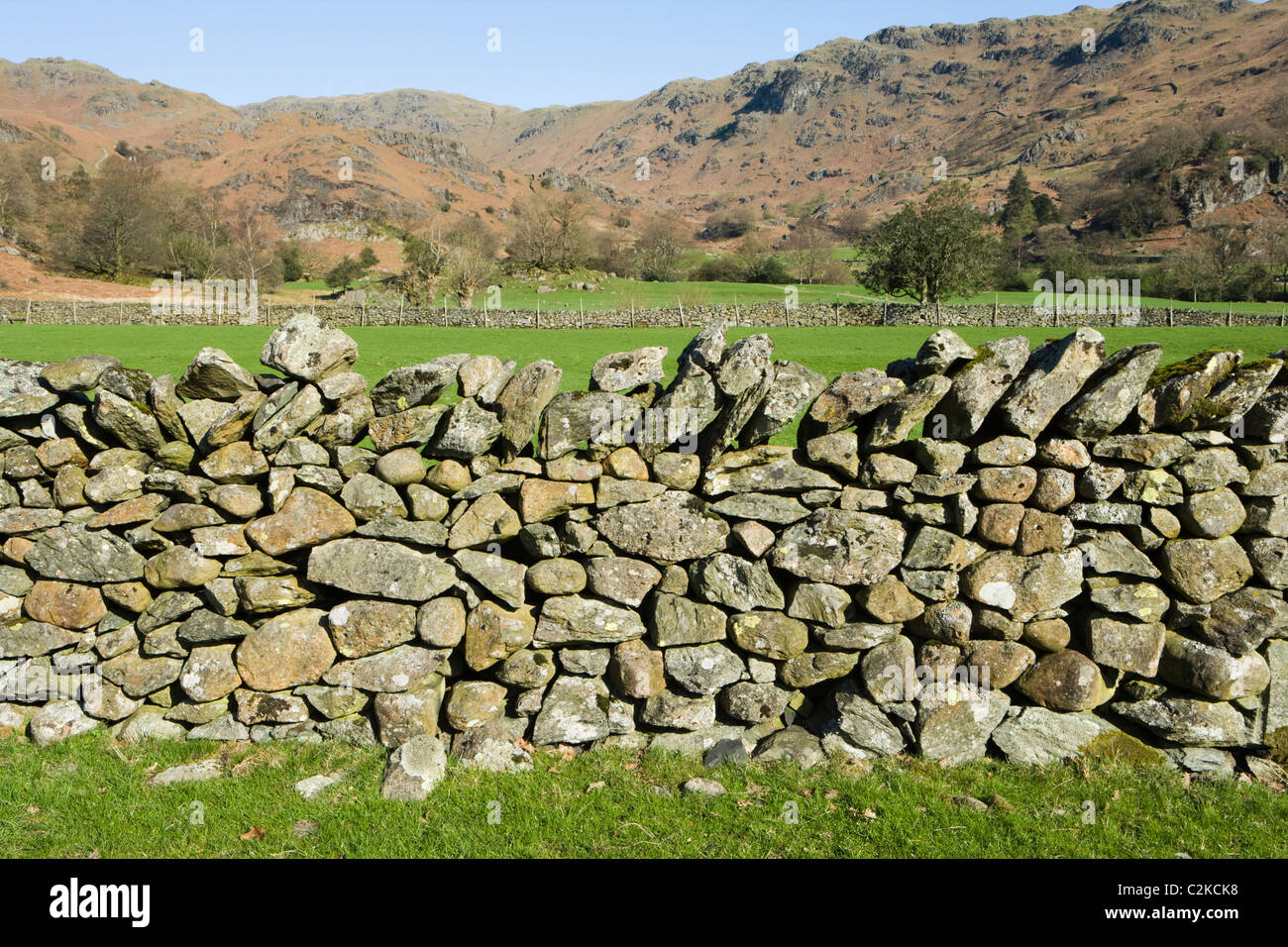 Drystone wall, Grasmere, Lake District National Park, Cumbria, UK Stock ...
