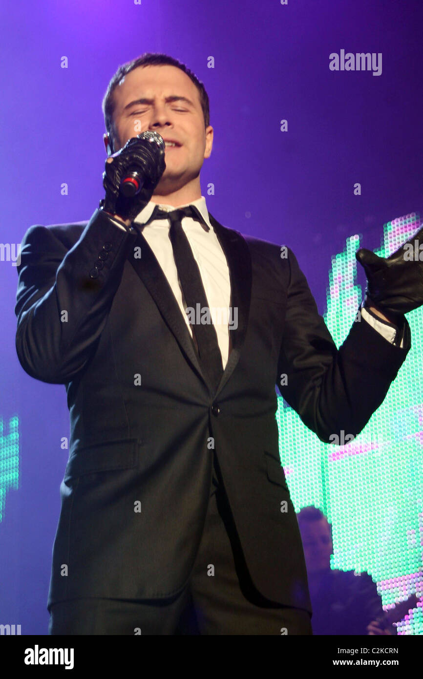 Shane Filan from Westlife performing at Manchester Arena Manchester ...