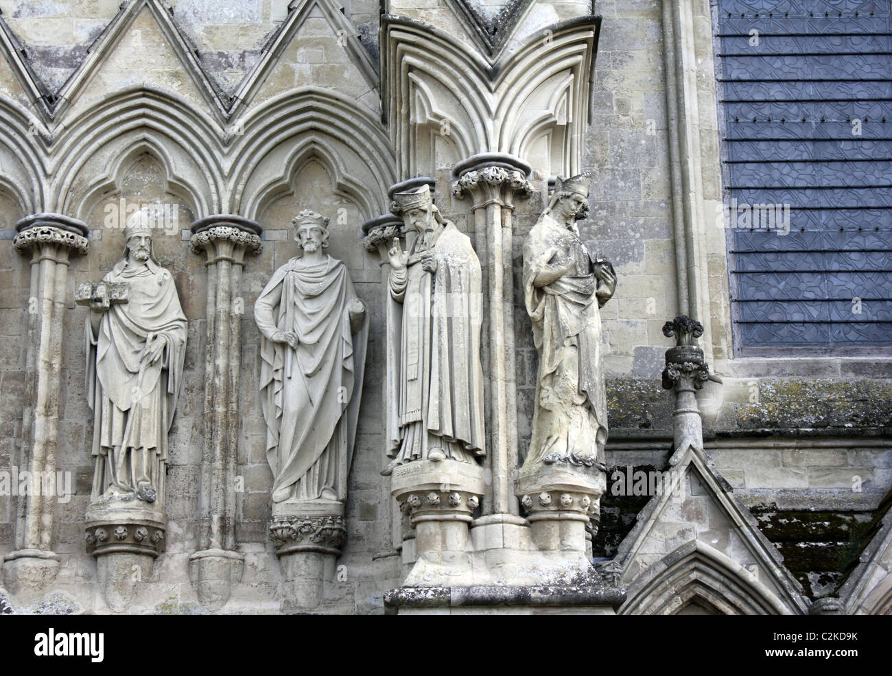 Sculptures on the West Front of Salisbury Cathedral, Wiltshire, England ...
