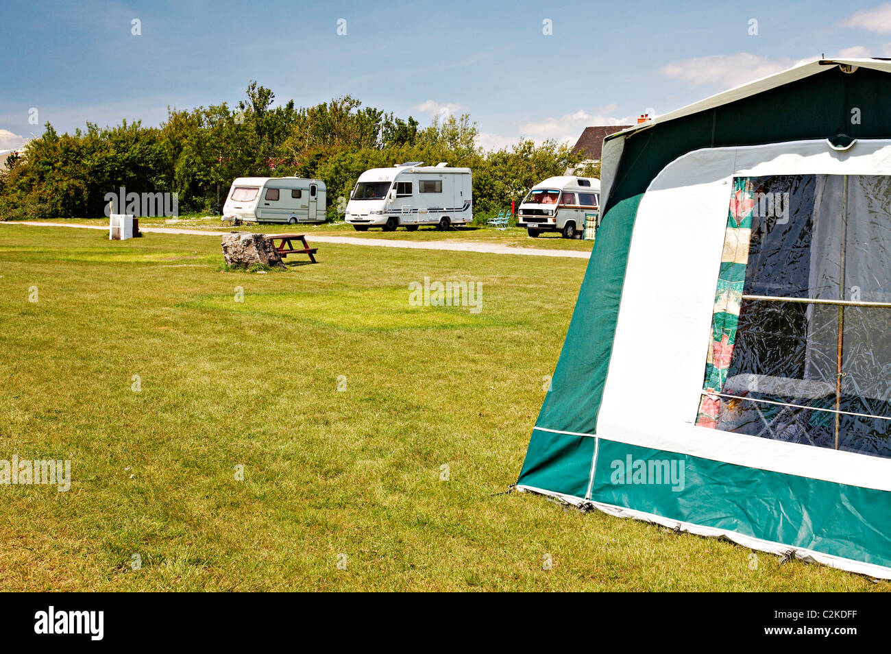 Pitton Cross Campsite, Gower, Wales Stock Photo - Alamy