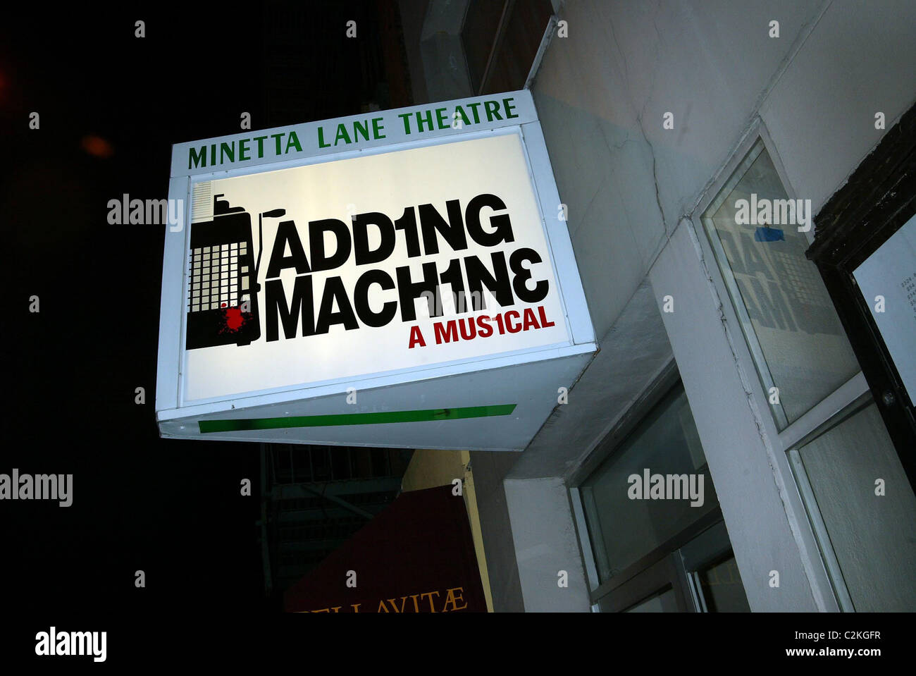 Theatre Marquee Opening Night of the Off-Broadway musical 'The Adding ...