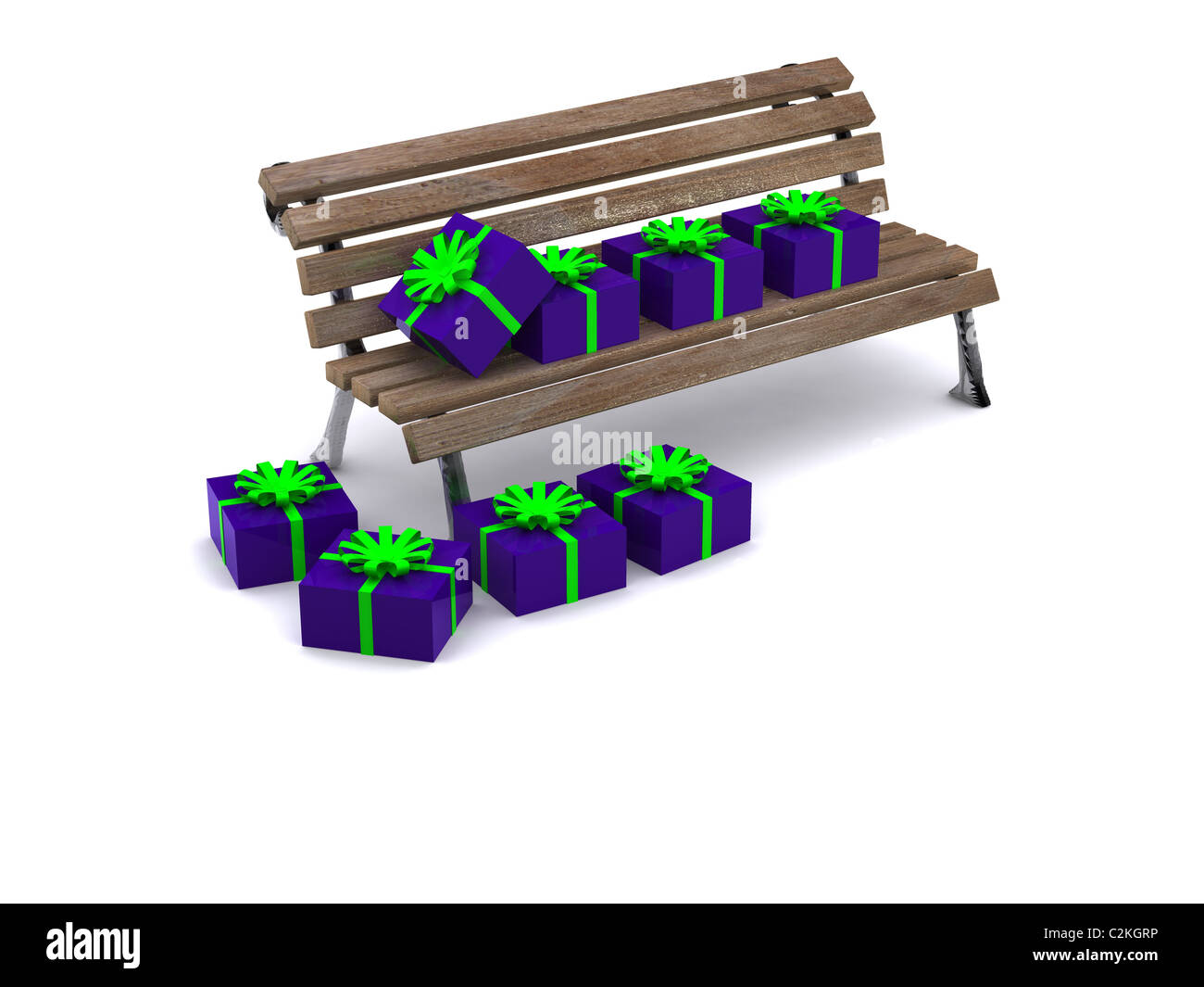 many gifts on bench. 3d Stock Photo - Alamy