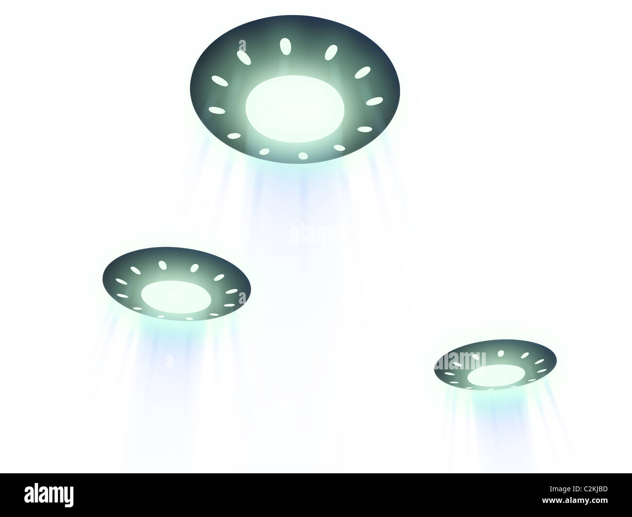 three flying ufo. 3D Stock Photo - Alamy