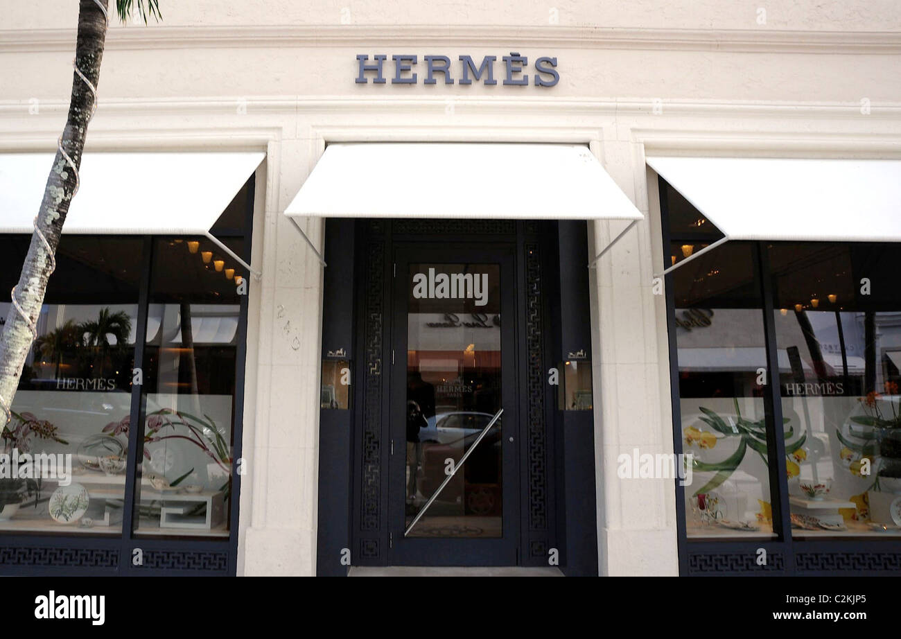 Exterior view of the Hermes store on Worth Avenue Palm Beach, Florida ...