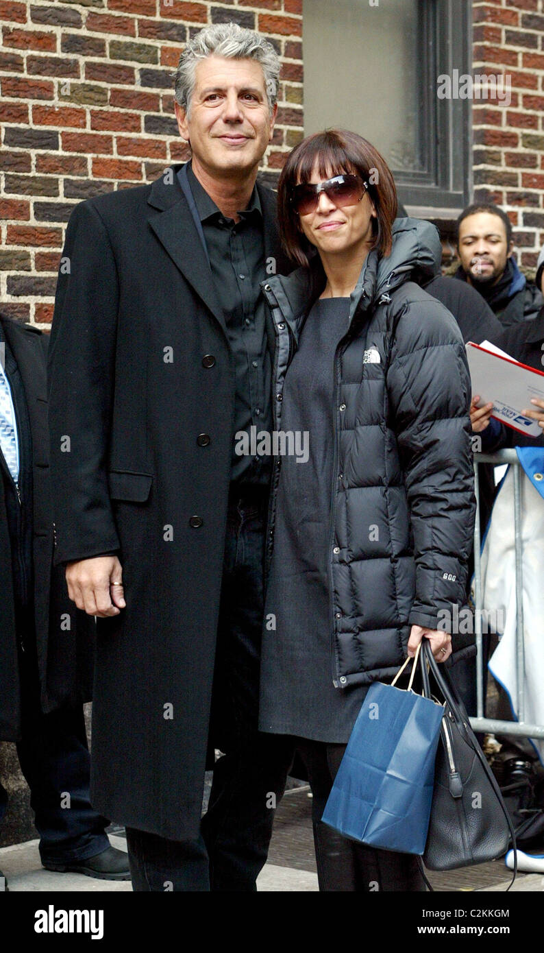 Anthony Bourdain and his friend Octavia outside Ed Sullivan Theatre for ...