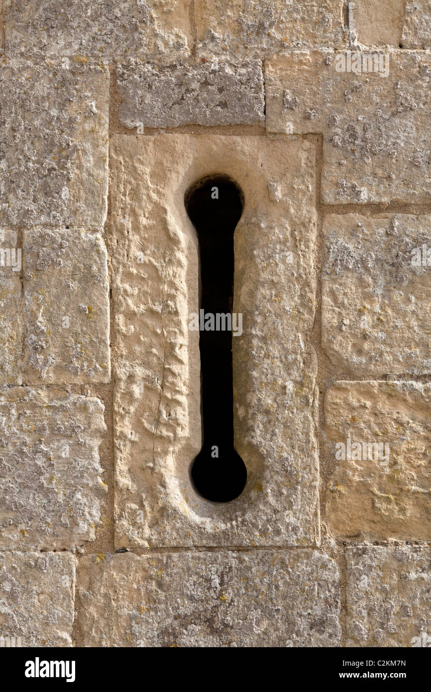 vertical arrow slit at Titchfield Abbey ruin near Fareham in hampshire ...