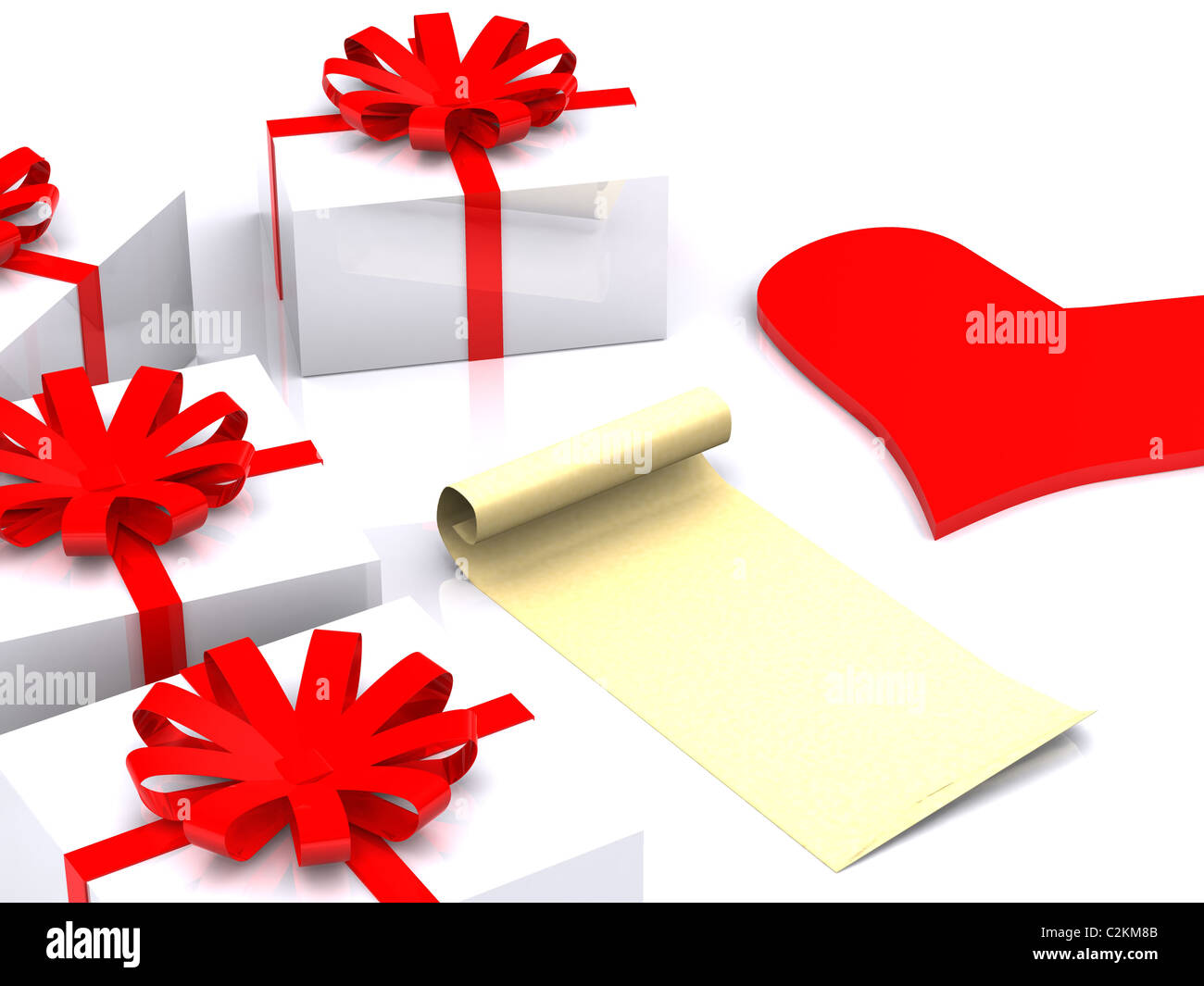 letter and gifts whith heart. 3D Stock Photo - Alamy