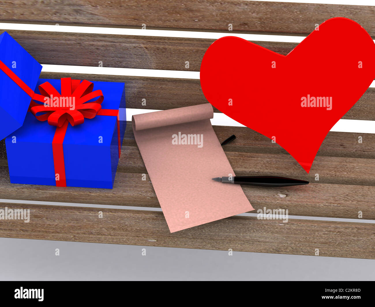 gifts on bench. 3d Stock Photo - Alamy