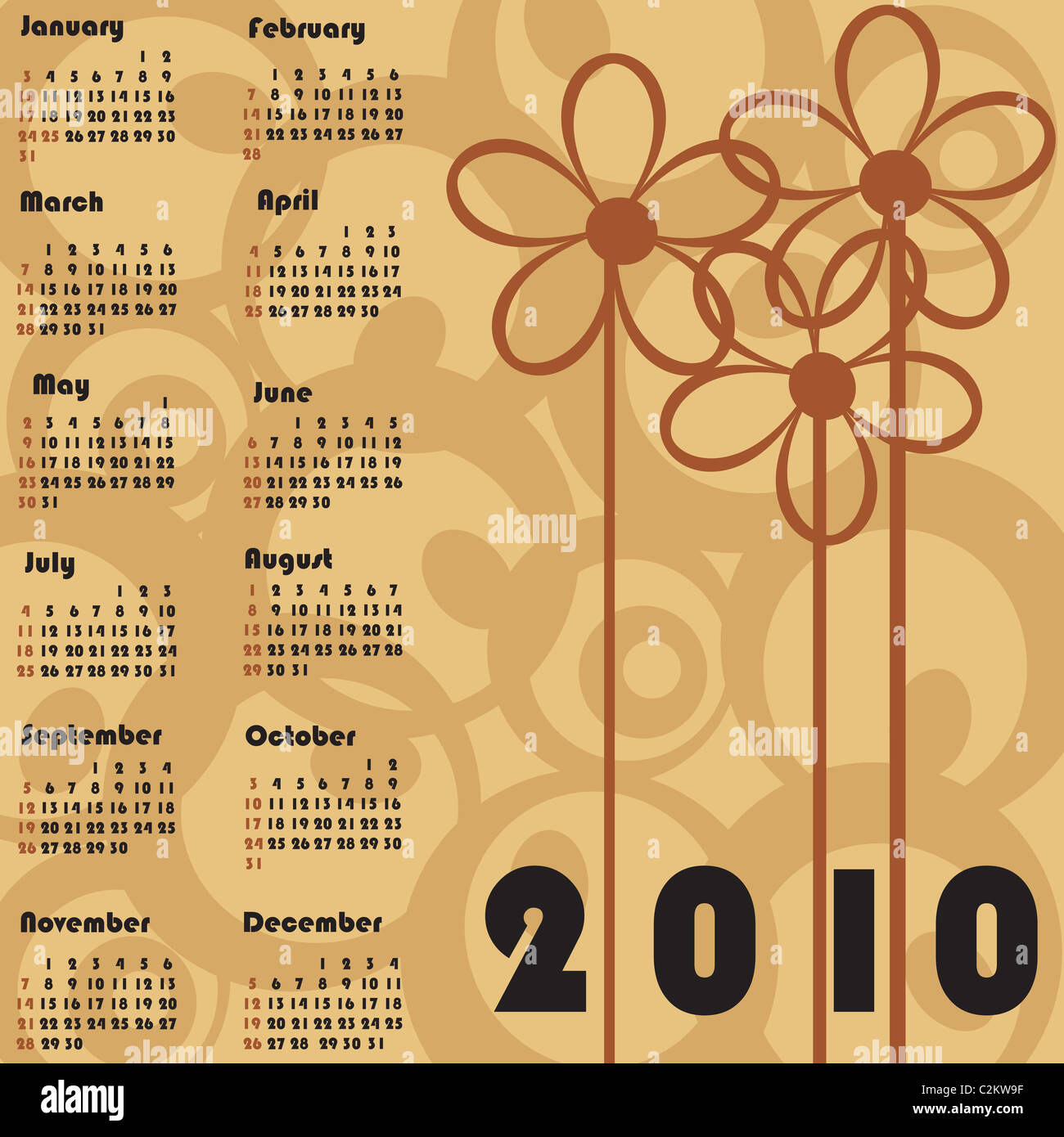 Retro calendar for 2010 Stock Photo - Alamy