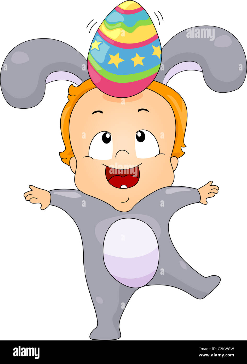 Illustration of a Kid Balancing an Easter Egg on His Head Stock Photo ...