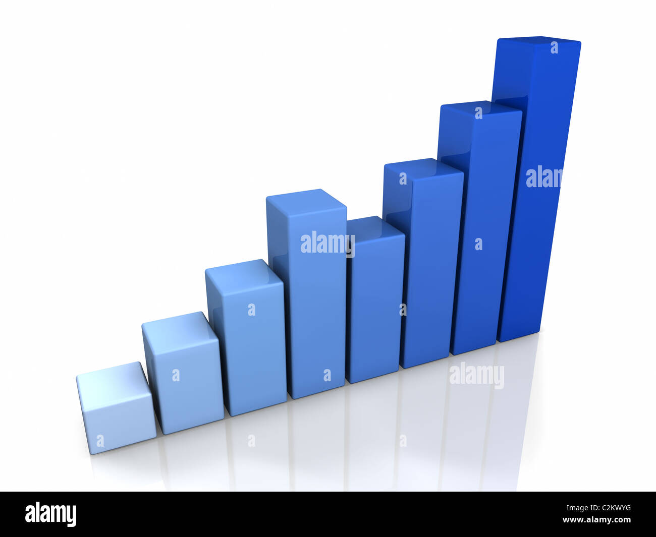 3D blue graph with a positive trend, isolated Stock Photo - Alamy