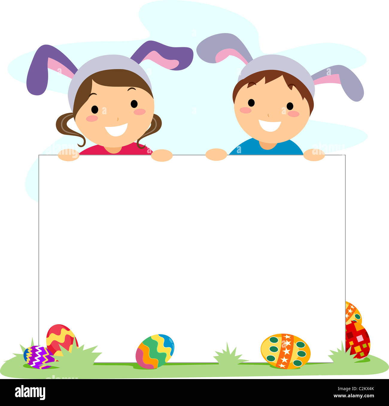 Illustration of Kids Holding an Easter Banner Stock Photo - Alamy
