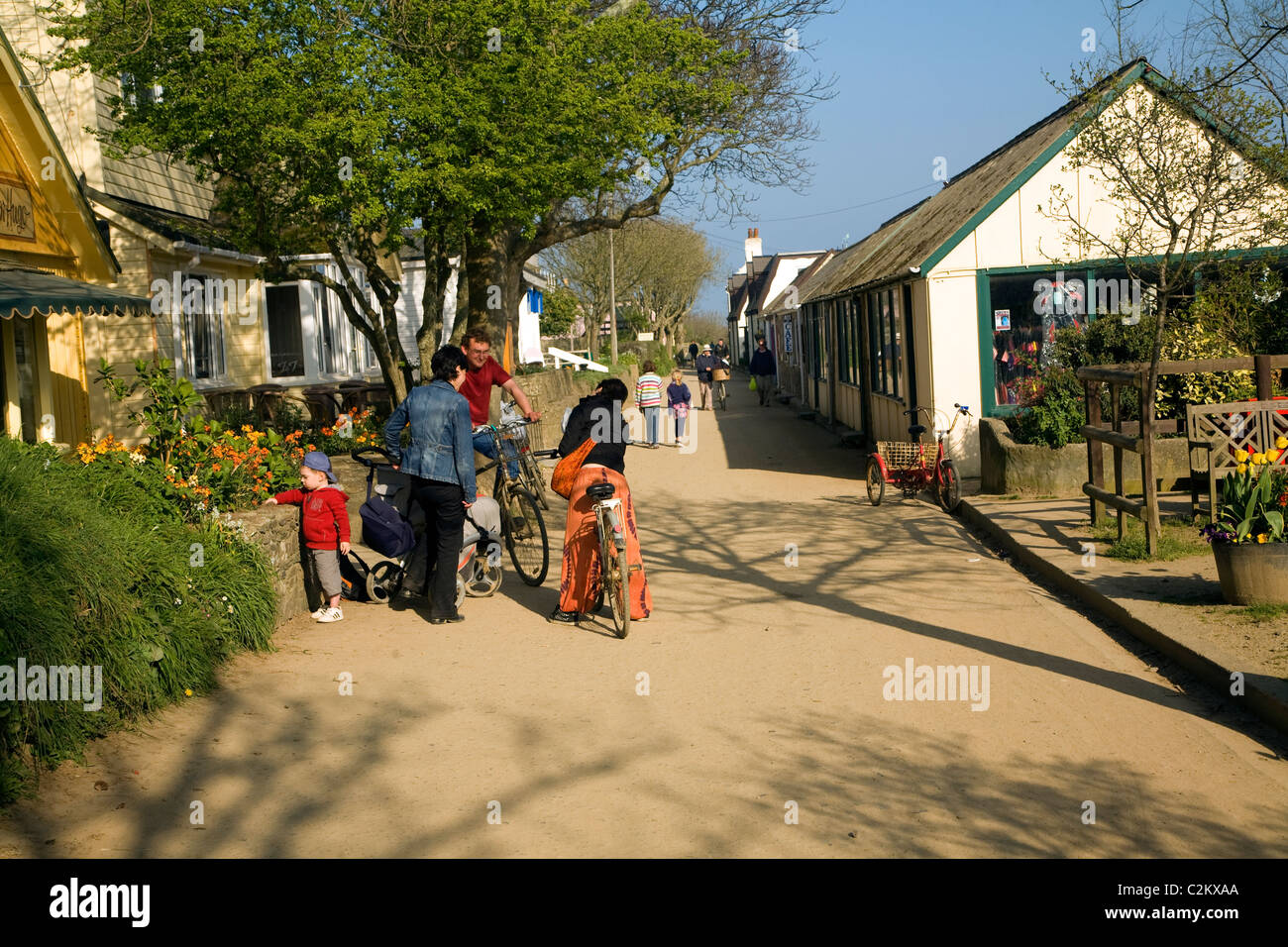 People shops main village street island Sark Channel Islands Stock ...