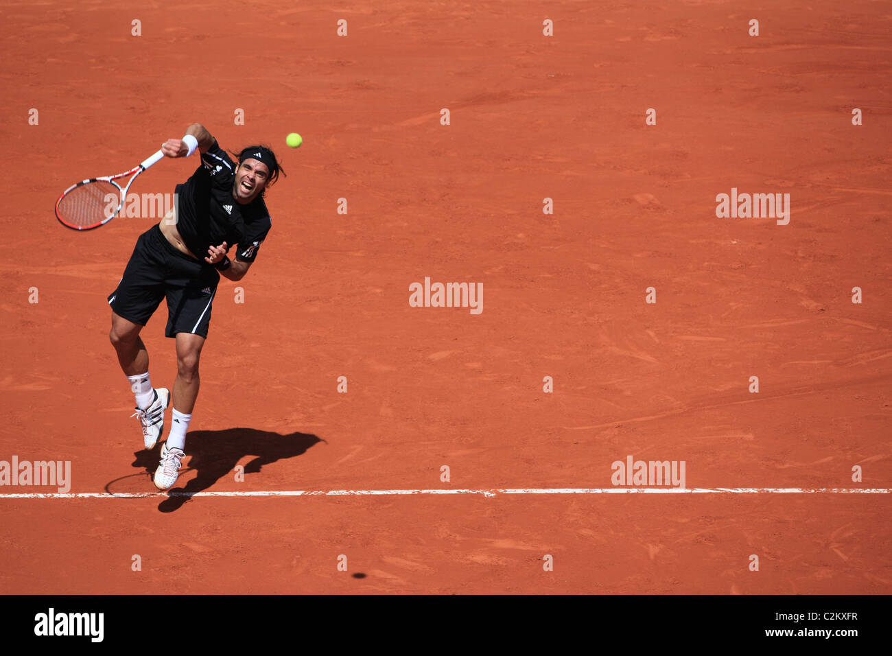 Fernando Gonzalez, Chile, in action at the French Open Tennis ...