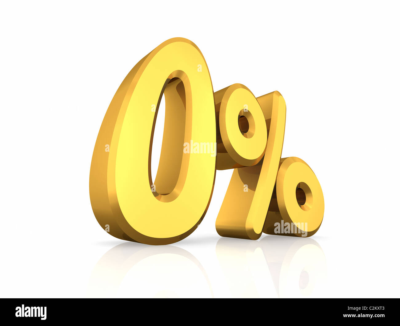 Gold zero percent, isolated on white background. 0 Stock Photo - Alamy