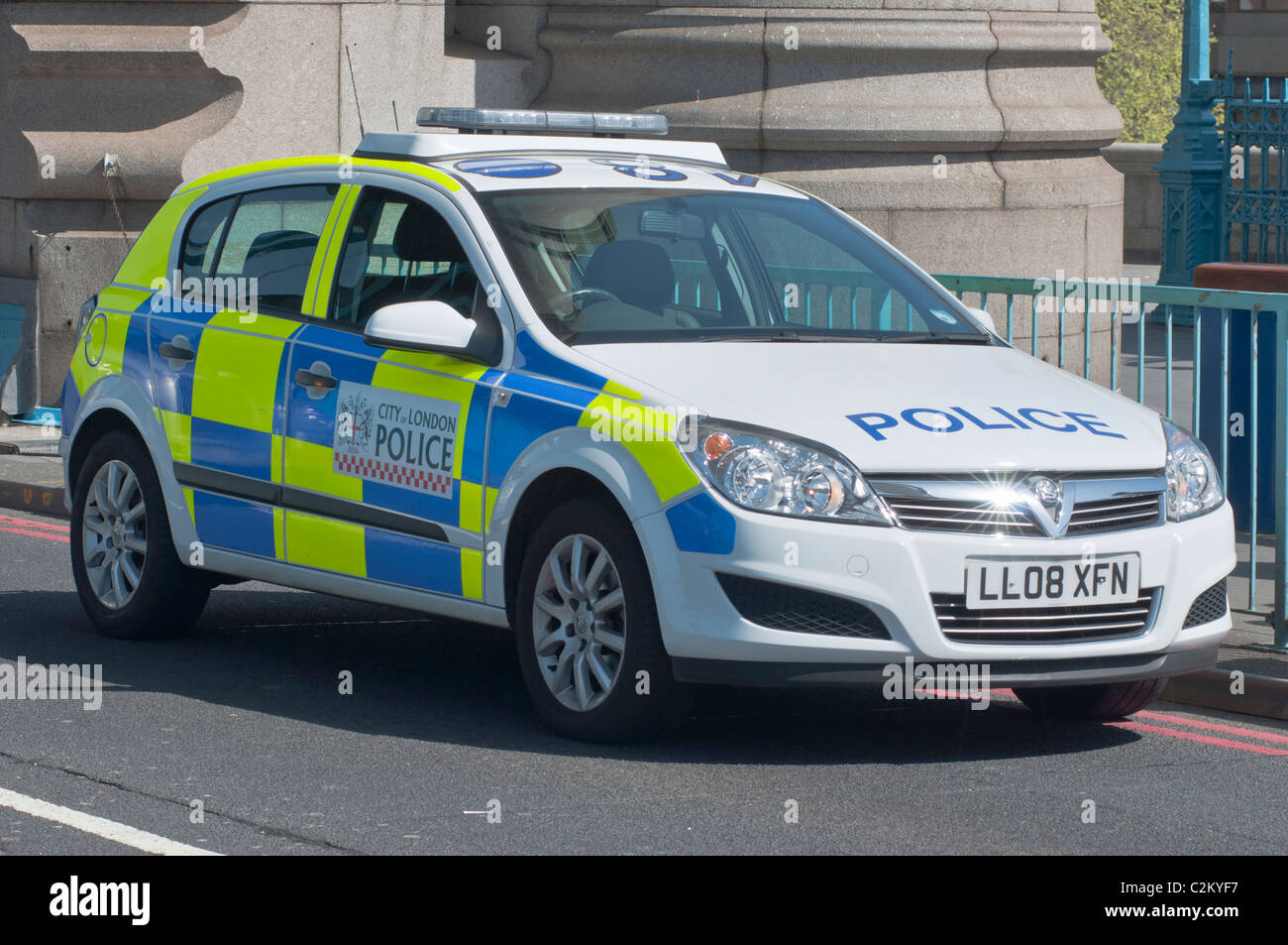 A police car seen stopped on Tower Bridge in London. UK Stock Photo - Alamy