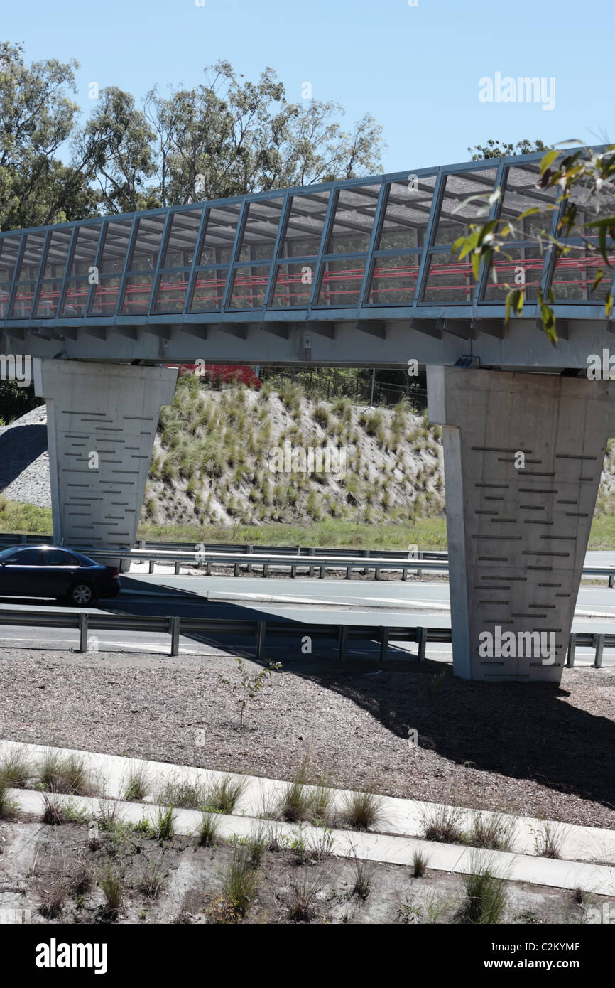 Walking Bridge Over the Western Freeway, Brisbane Australia Stock Photo ...