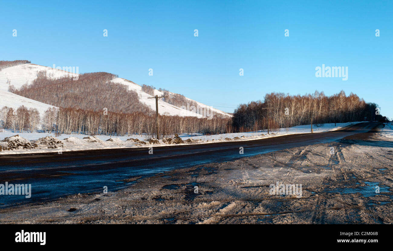 Siberian road between krasnoyarsk siberia russia hi-res stock ...