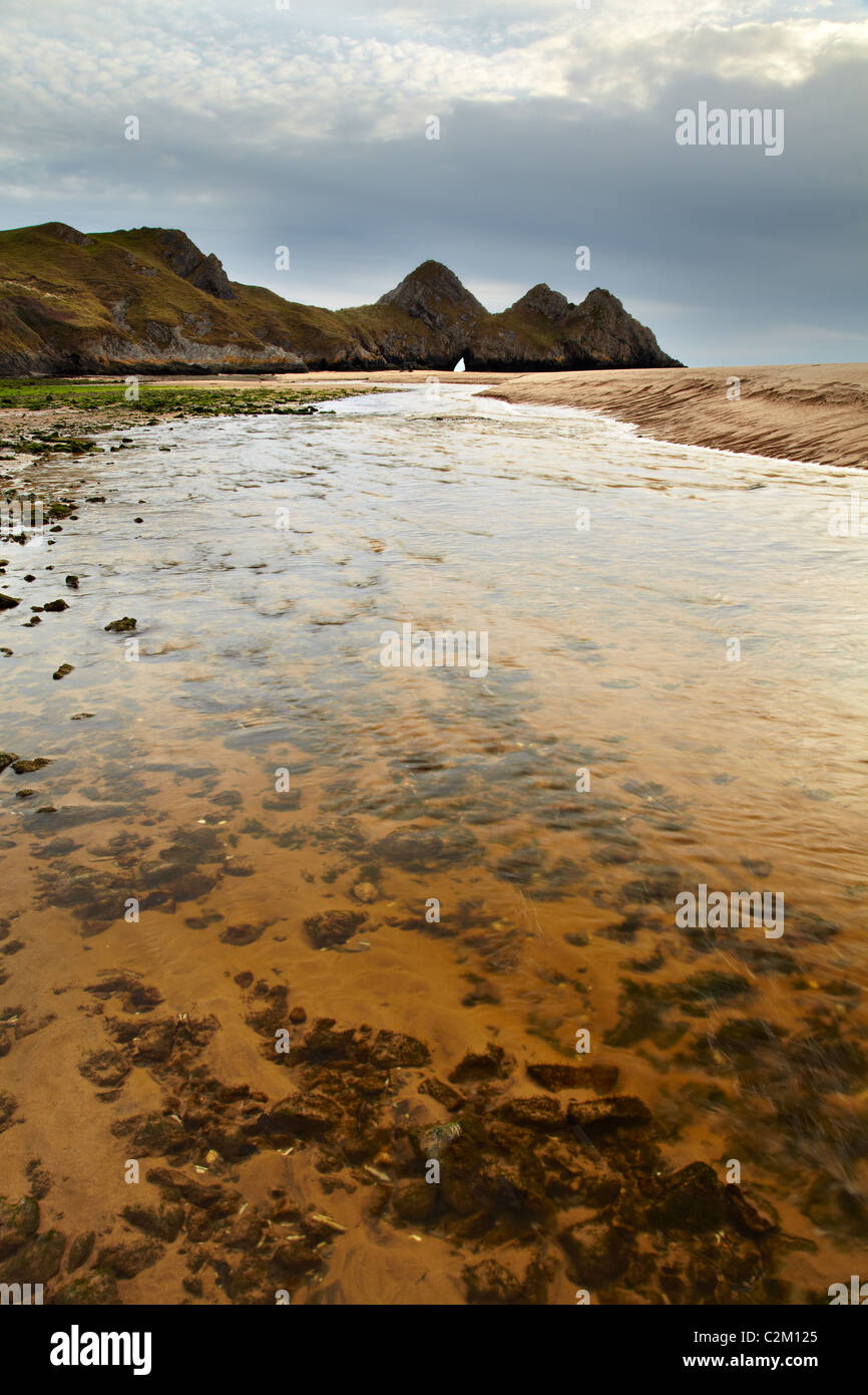 Three Cliffs Bay and Pennard Pill, Gower, Wales Stock Photo - Alamy
