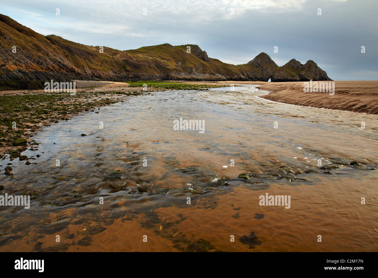 Three Cliffs Bay and Pennard Pill, Gower, Wales Stock Photo - Alamy