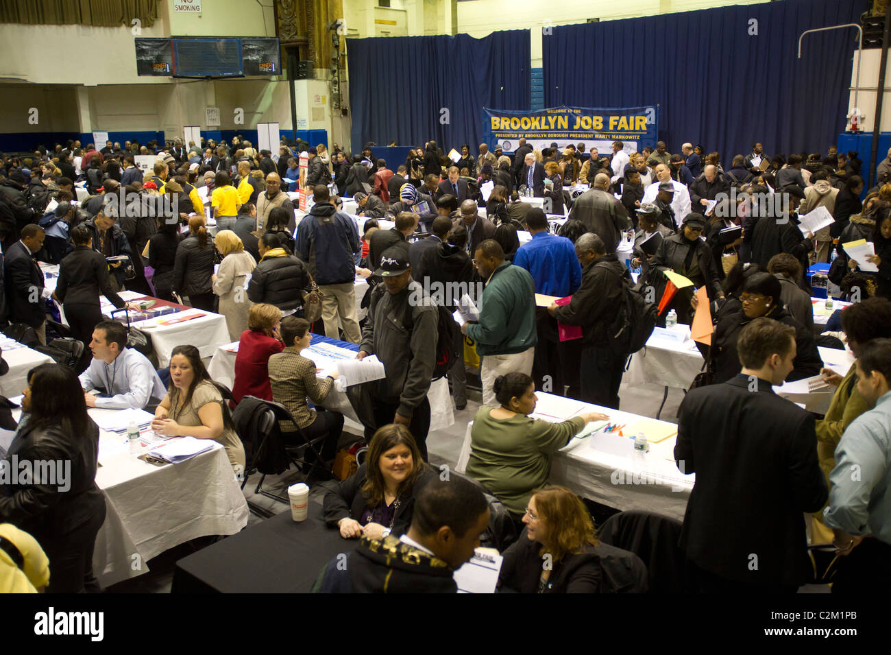Job seekers at a job fair in downtown Brooklyn in New York on Wednesday ...