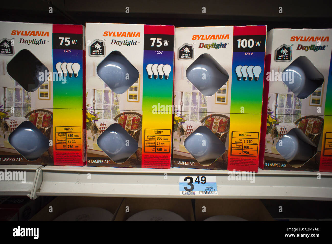 A selection of incandescent light bulbs are seen in a store in New York ...