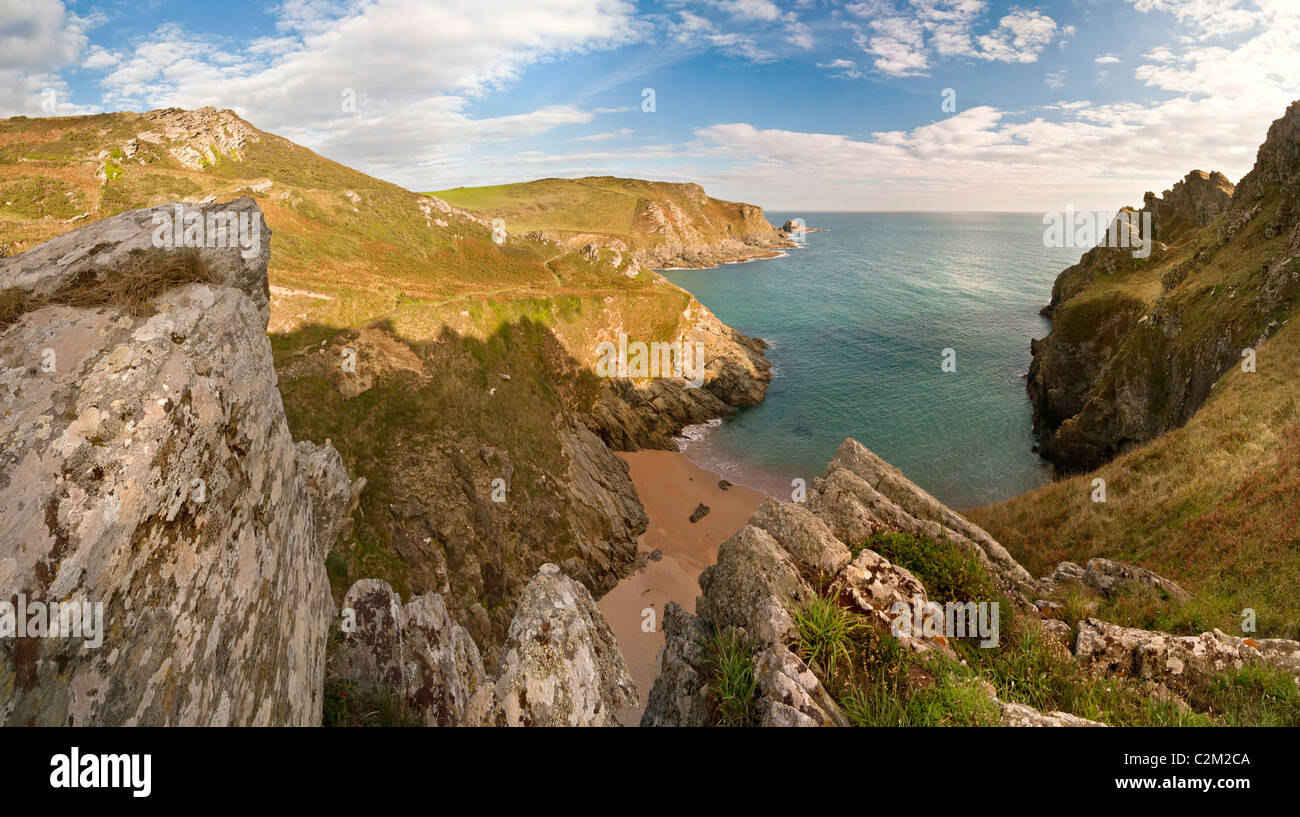 View from Gammon Head, South Devon in early evening sunlight Stock ...