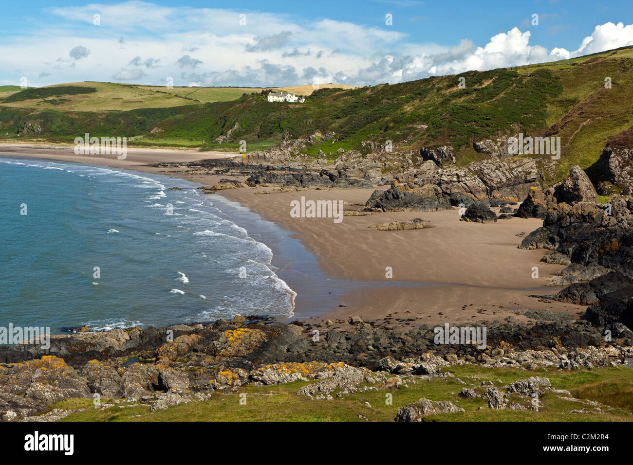 A view across the beach at Killantringan Bay, Dumfries and Galloway ...
