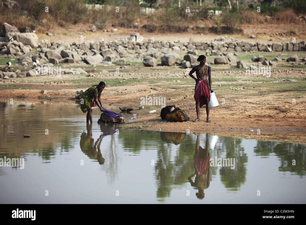 Indian woman washing clothes Andhra Pradesh South India Stock Photo - Alamy