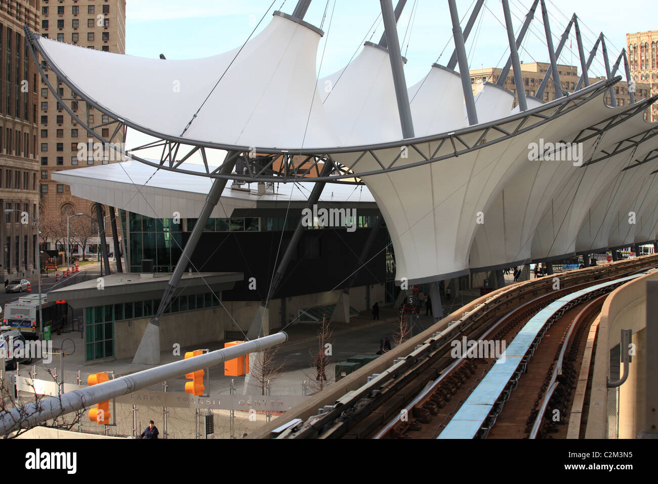 Newly opened Detroit interchange, Rosa Parks Transit Center, for ...
