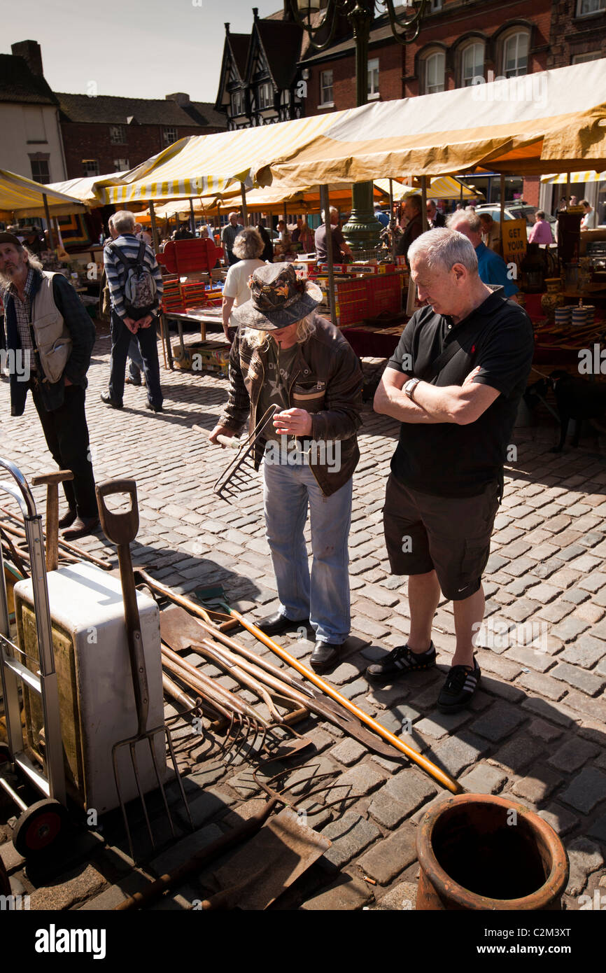 UK, England, Staffordshire, Leek, Market Place, antiques and ...